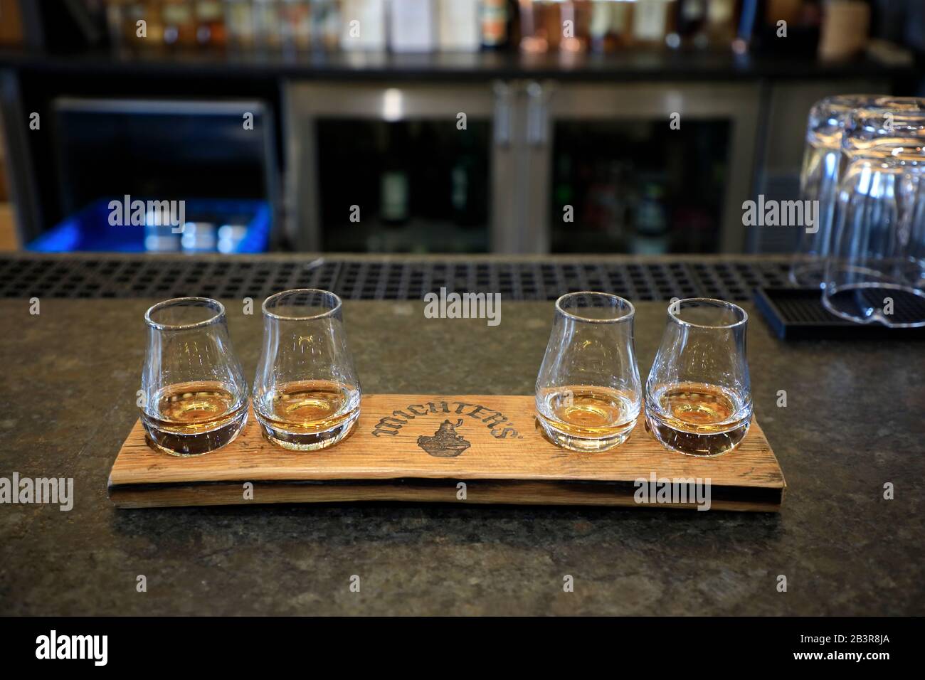 Bourbon whiskey tasting samples served at Michter's the bar of Fort ...