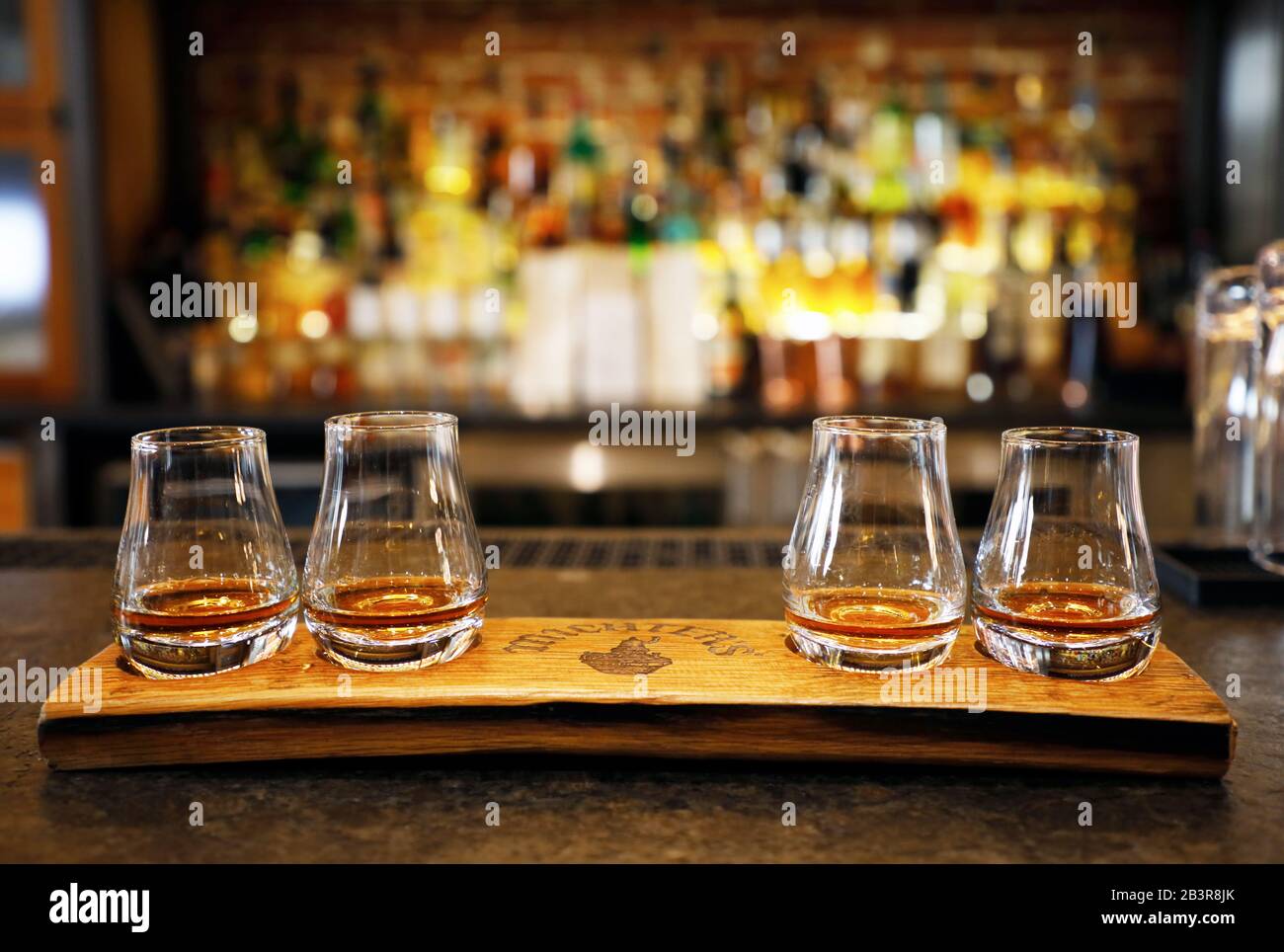 Bourbon whiskey tasting samples served at Michter's the bar of Fort ...