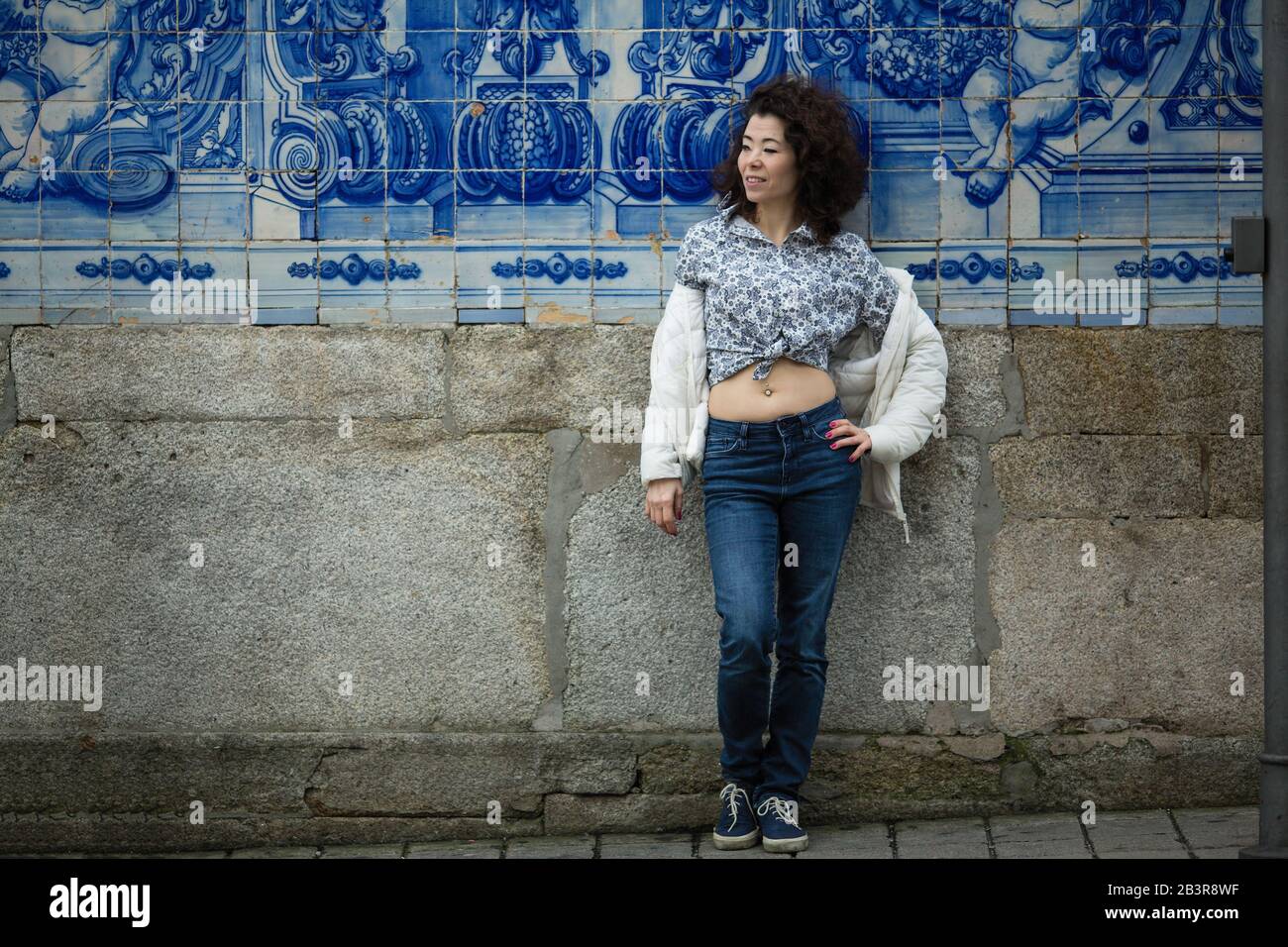 Asian woman in the old downtown, Porto, Portugal Stock Photo - Alamy