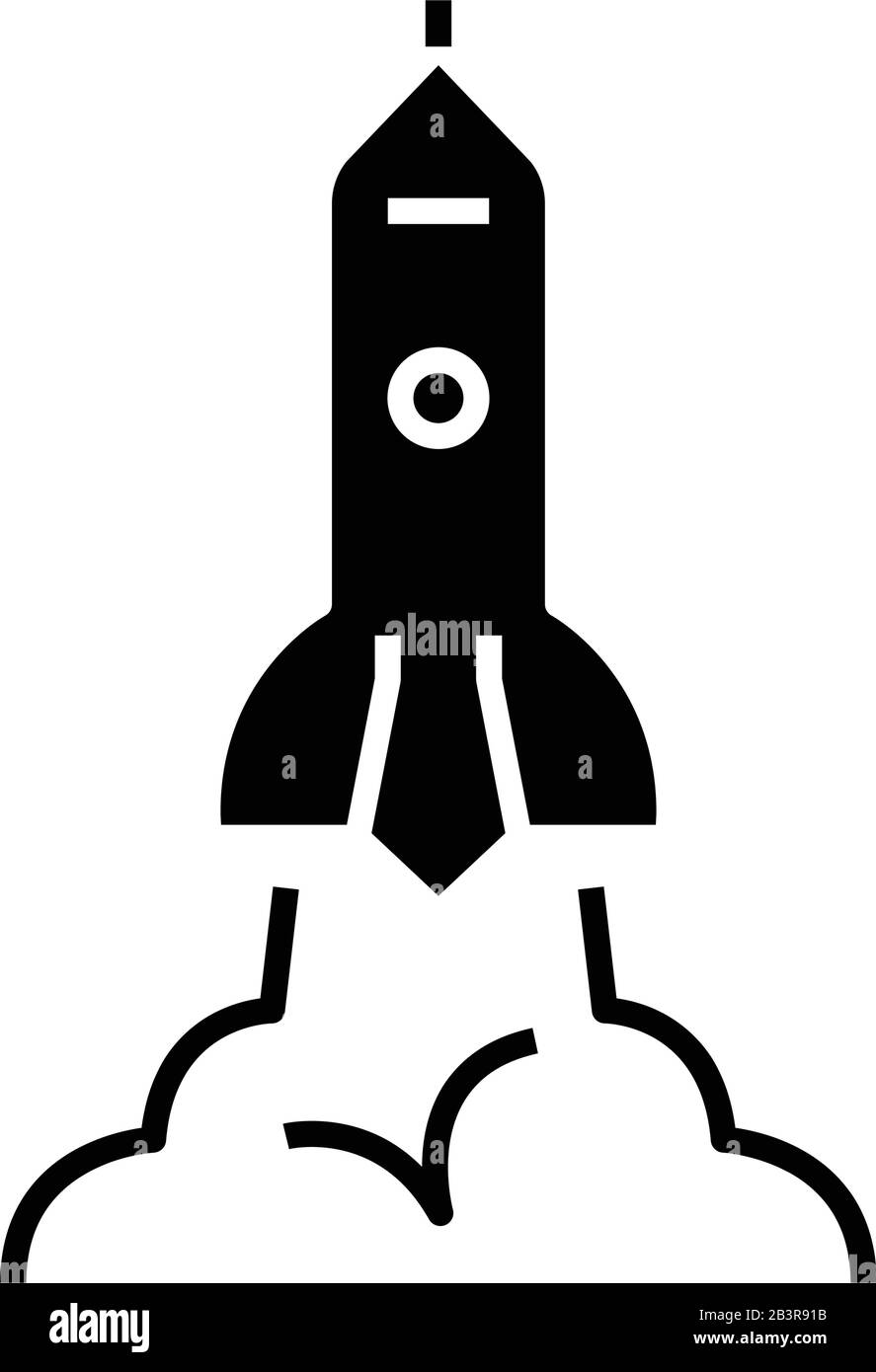 Rocket launch black icon, concept illustration, vector flat symbol ...