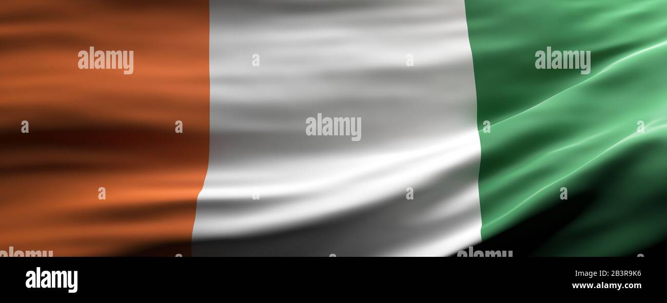 Ivory Coast sign symbol. Ivory Coast national flag waving texture ...