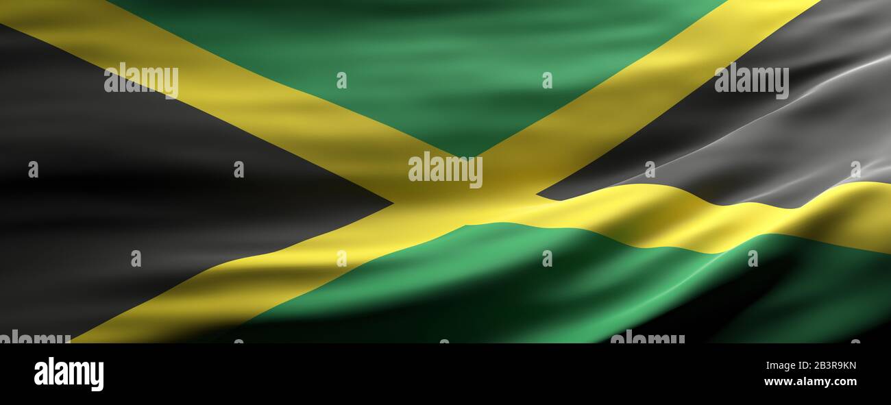 Jamaica sign symbol. Jamaican national flag waving texture background ...