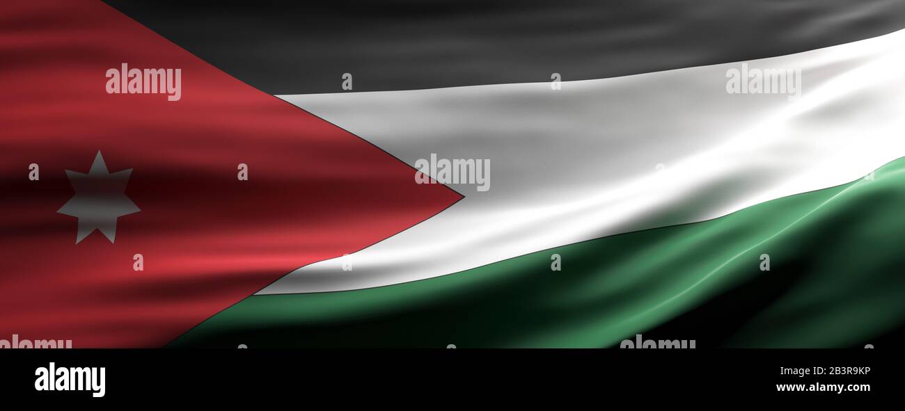 Jordan sign symbol. Jordanian national flag waving texture background ...