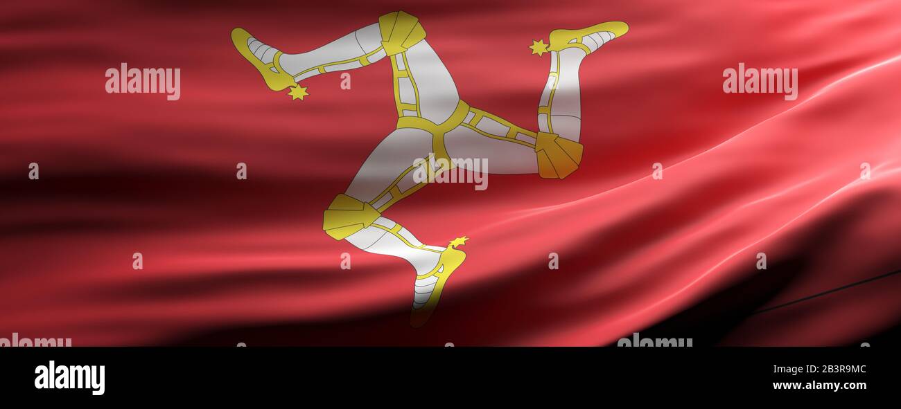 Isle of Man sign symbol. Isle of Man national flag waving texture ...