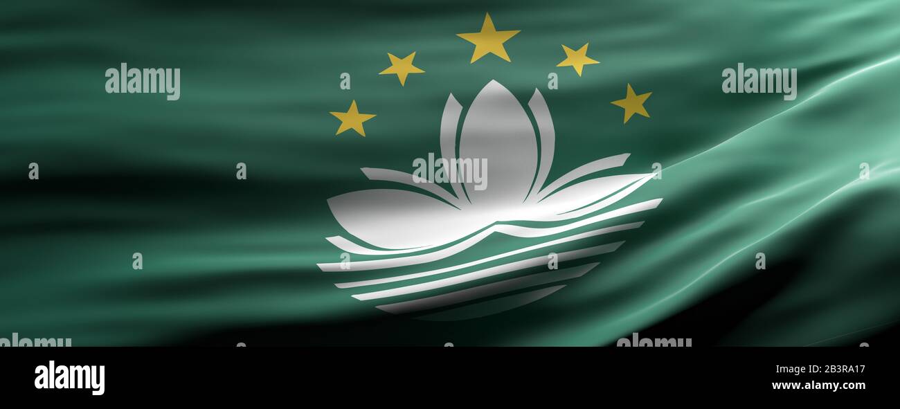 Macau sign symbol. Macau national flag waving texture background ...