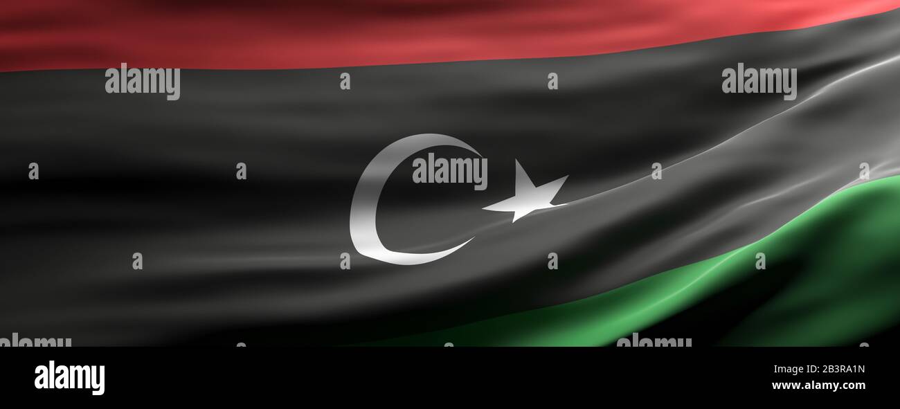 Libya sign symbol. Libyan national flag waving texture background ...