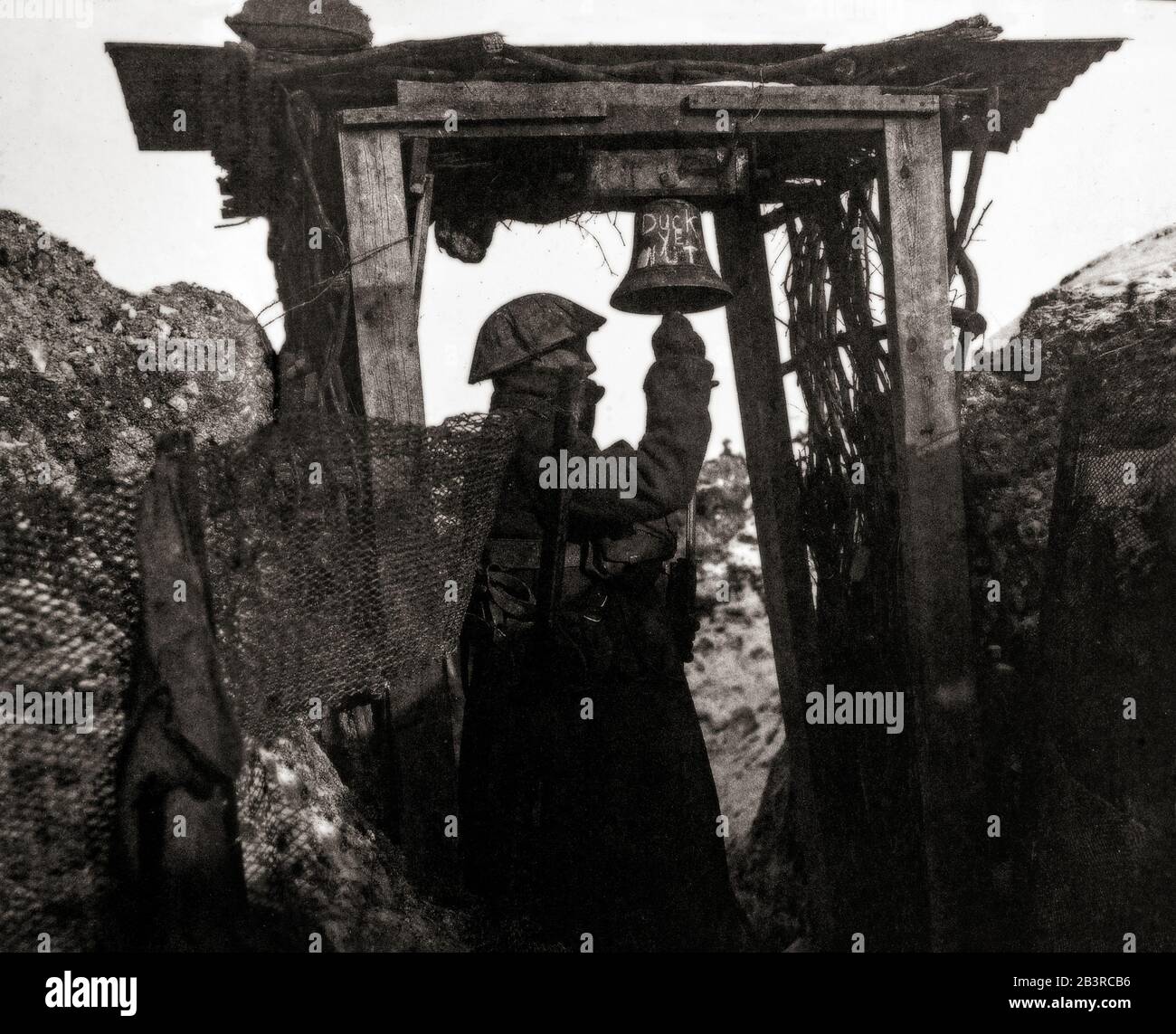 A gas alarm bell in the British trenches at Beaumont-Hamel, in the ...