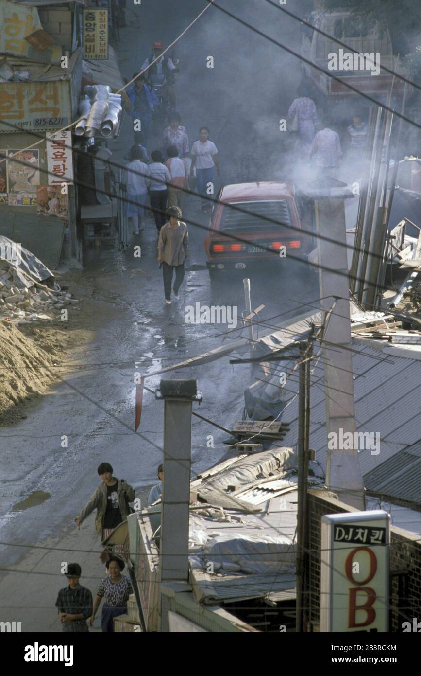 Seoul, South Korea, 1988: Street scene in middle-class Heuksukdong area. ©Bob Daemmrich Stock ...