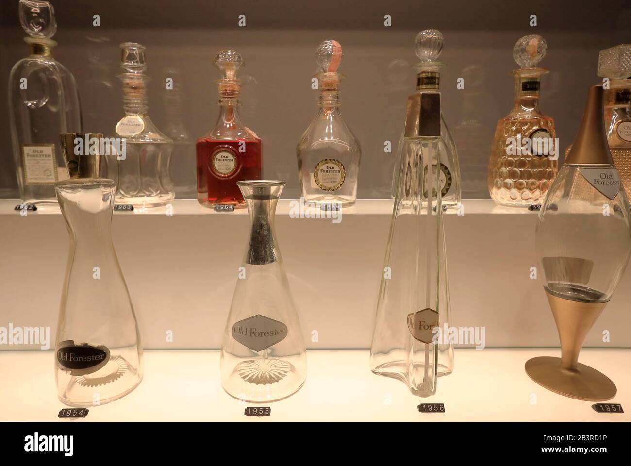 The collection of designed whiskey bottles from different period of Old ...
