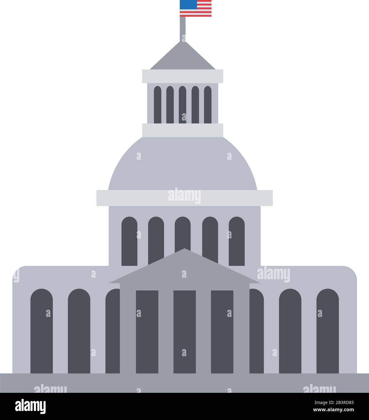 Usa building with flag fill style icon design, United states america ...