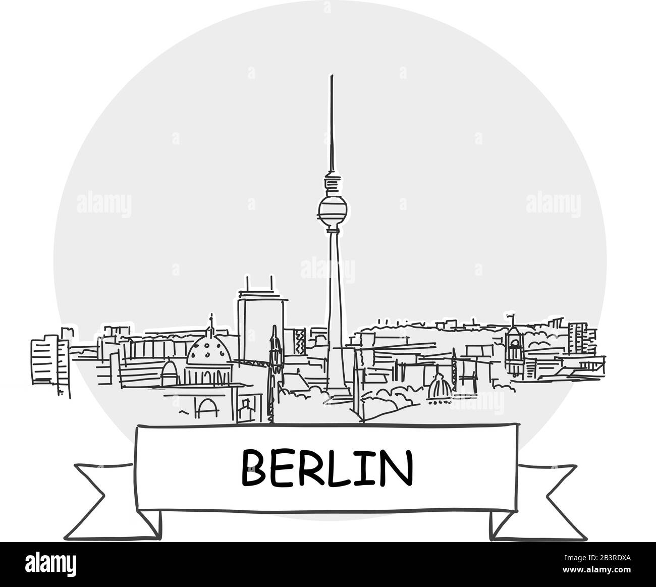 Berlin Hand-Drawn Urban Vector Sign. Black Line Art Illustration with ...