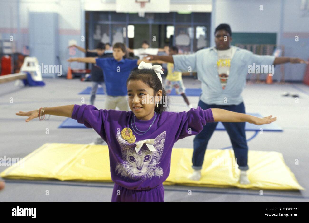 Austin Texas USA: Sixth-grade students stretch their arms during ...