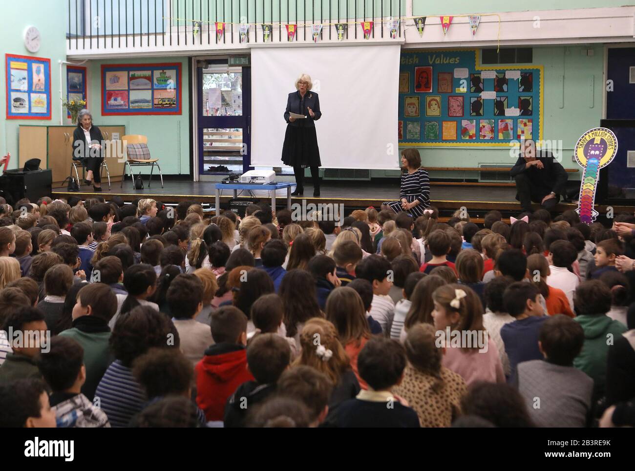 The Duchess of Cornwall speaking during a visit to Bousfield Primary ...