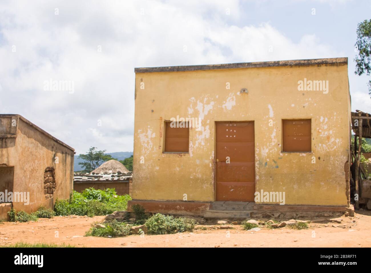 Gabela / Kwanza Sul / Angola - 02 25 2020: View of traditional village ...