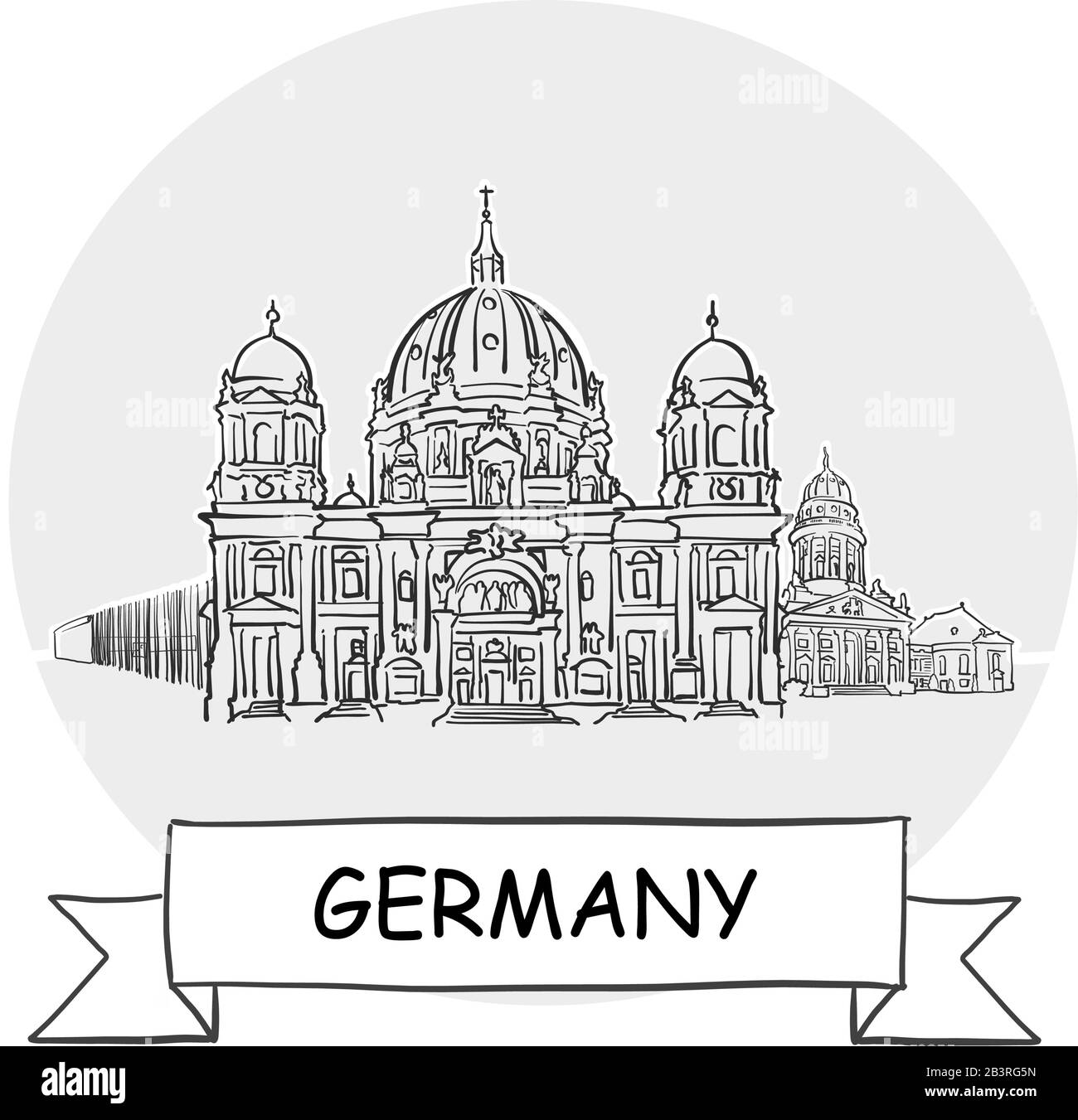 Germany Hand-Drawn Urban Vector Sign. Black Line Art Illustration with ...