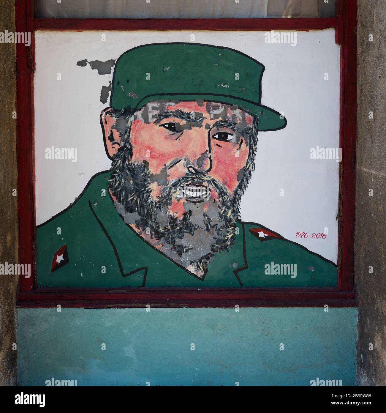 Close-up of painting of Fidel Alejandro Castro Ruz, Havana, Cuba Stock ...