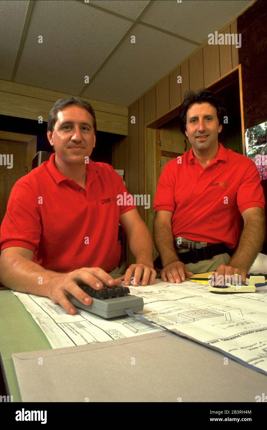 Austin Texas USA, circa 1992: White male co-owners of small engineering ...