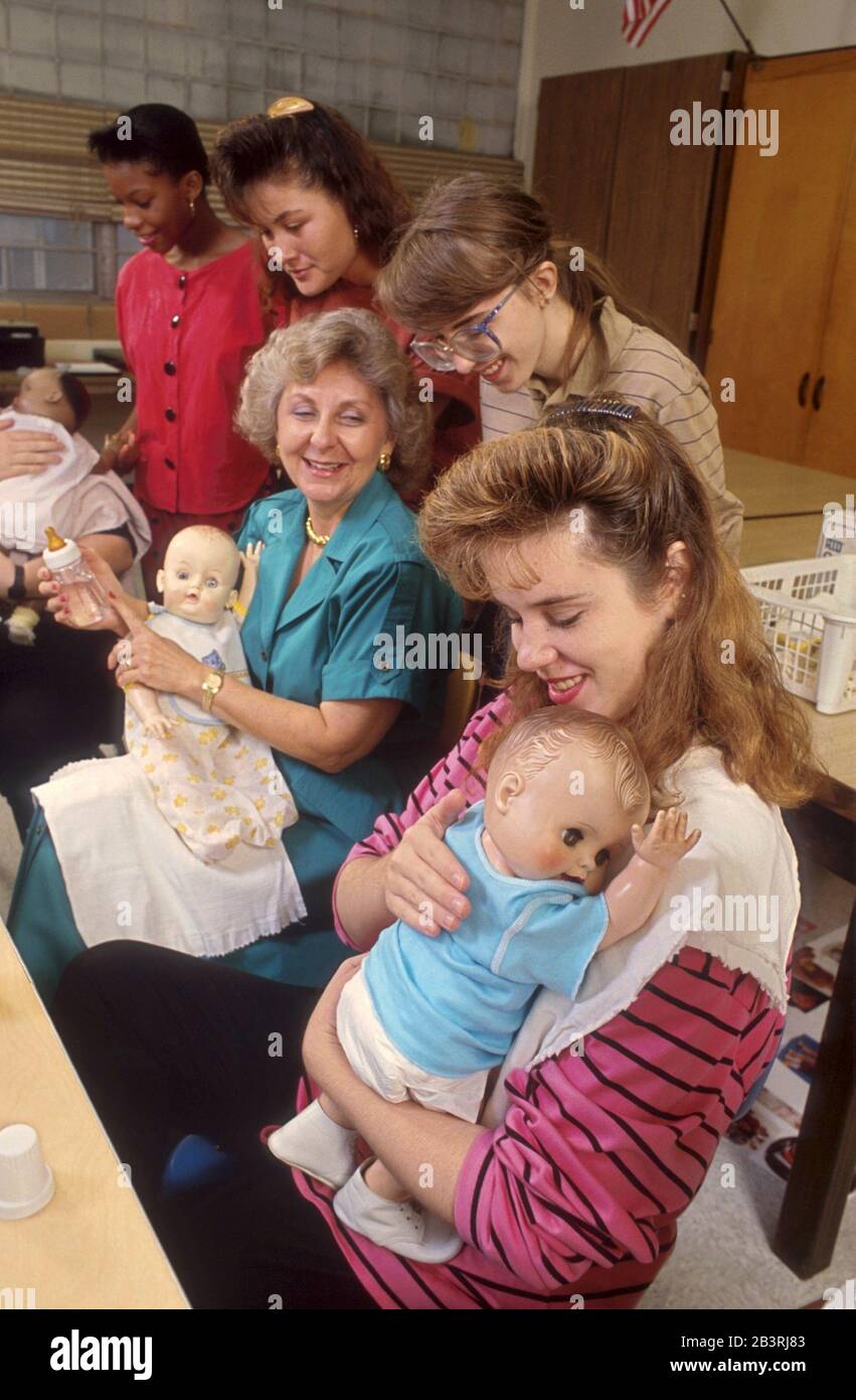 Austin Texas USA: Students in high school home economics class practice ...