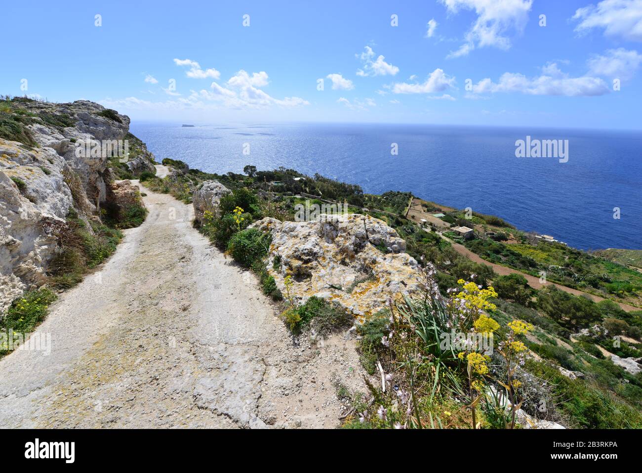 A narrow cliff path on the Dingli cliffs in Malta Stock Photo - Alamy