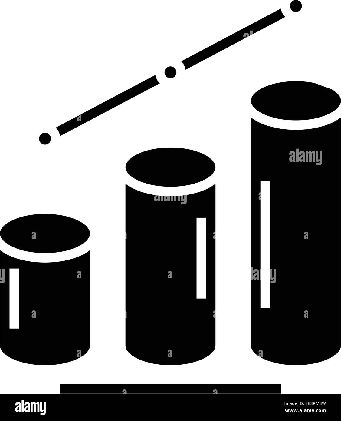 Rising data black icon, concept illustration, vector flat symbol, glyph ...