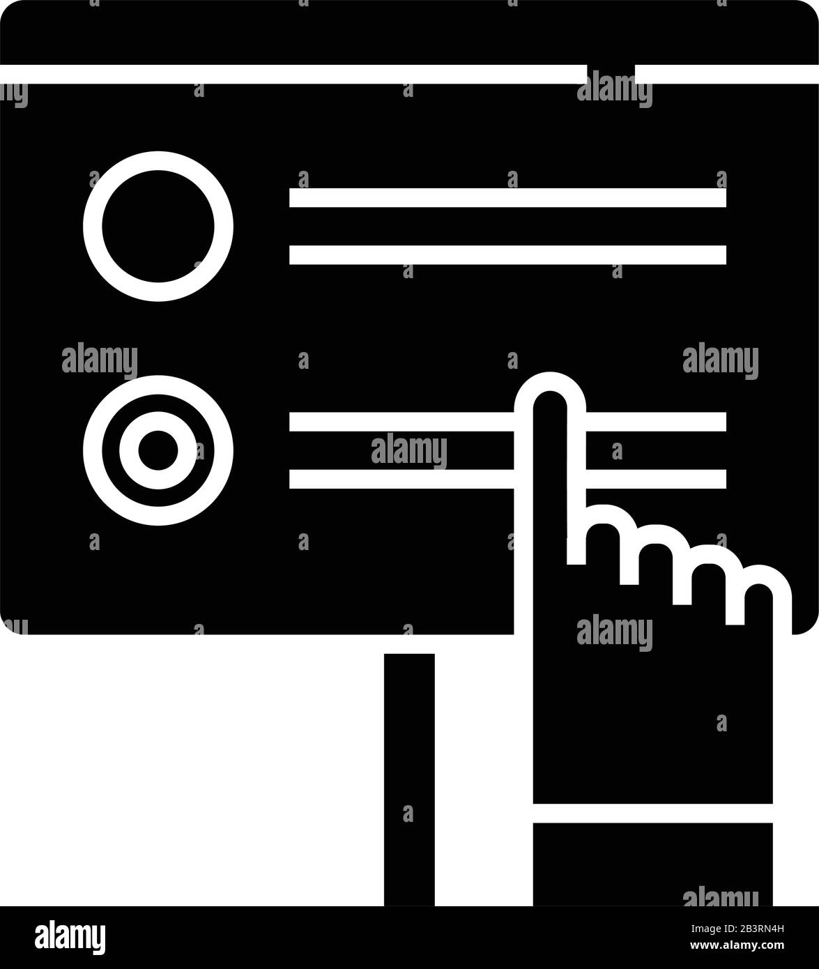 Taking a test black icon, concept illustration, vector flat symbol ...