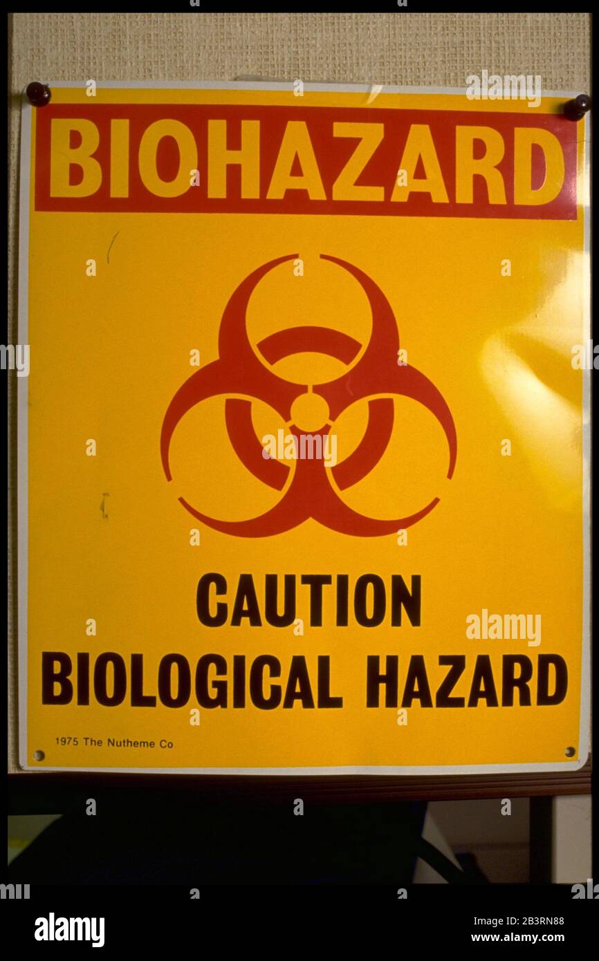 Biohazards sign at microbiology lab. ©Bob Daemmrich Stock Photo - Alamy