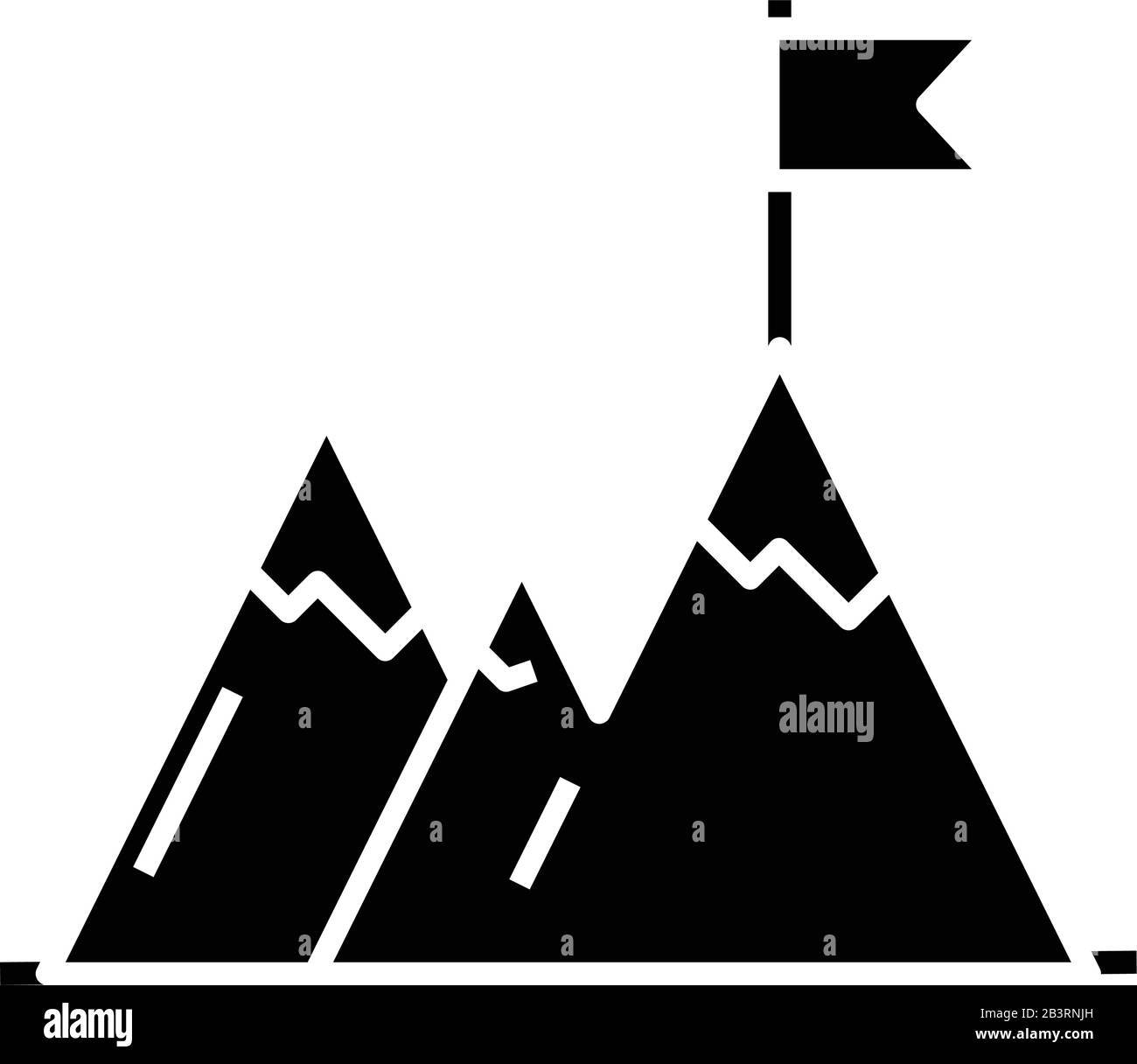 Reaching the top black icon, concept illustration, vector flat symbol ...