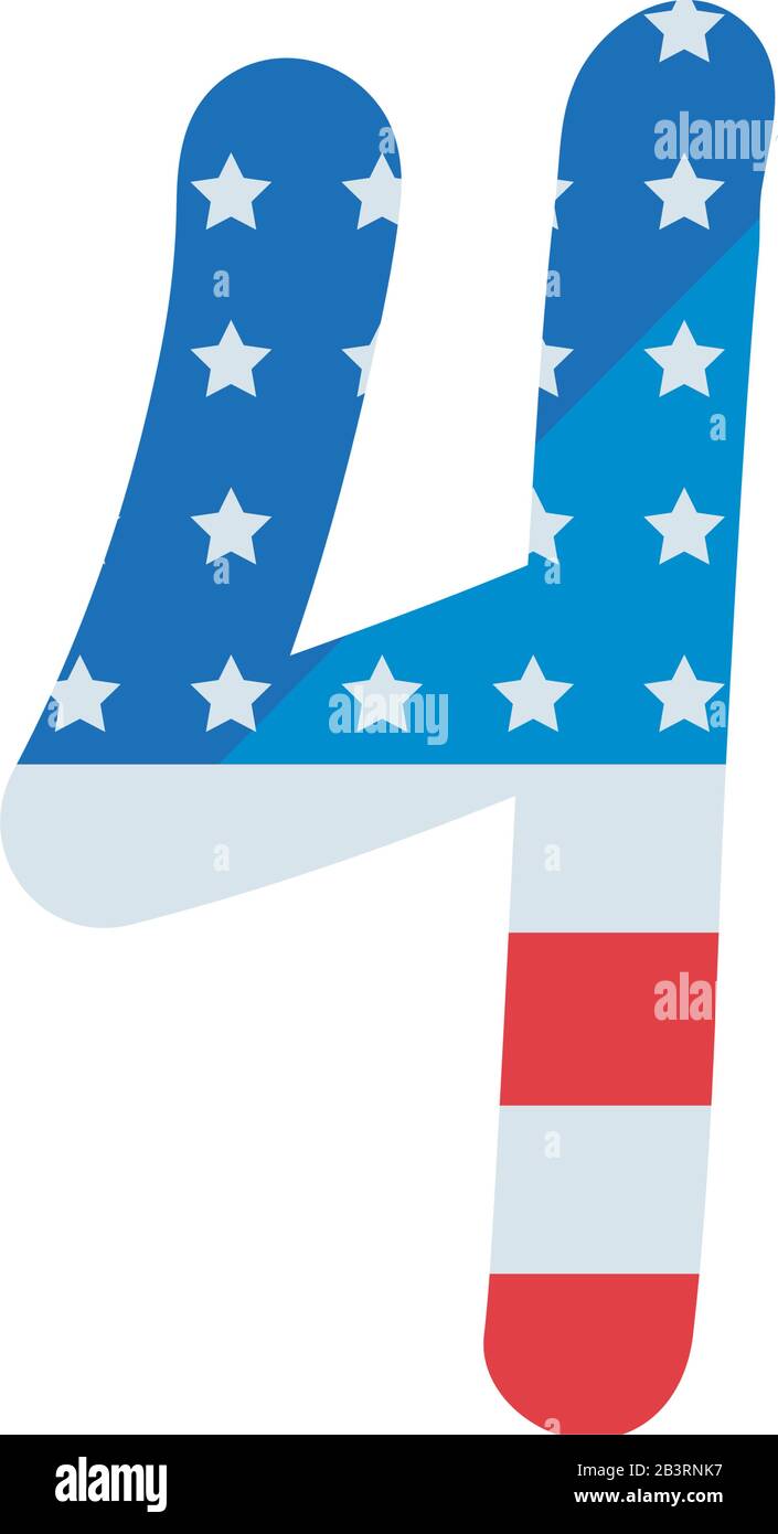 Usa number four fill style icon design, United states america ...