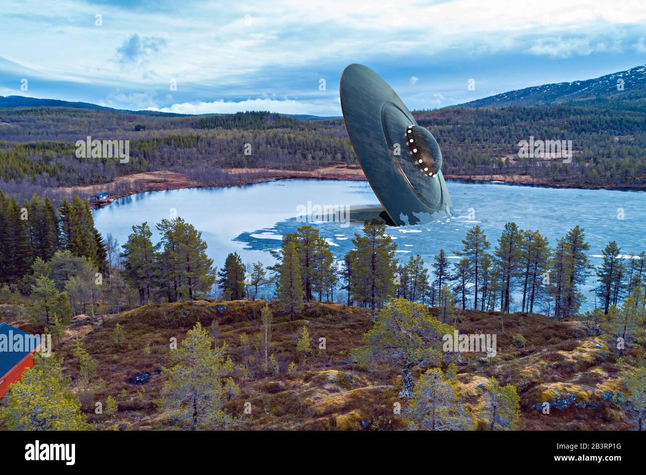 An on approach crashed UFO in the northern moor area Stock Photo - Alamy