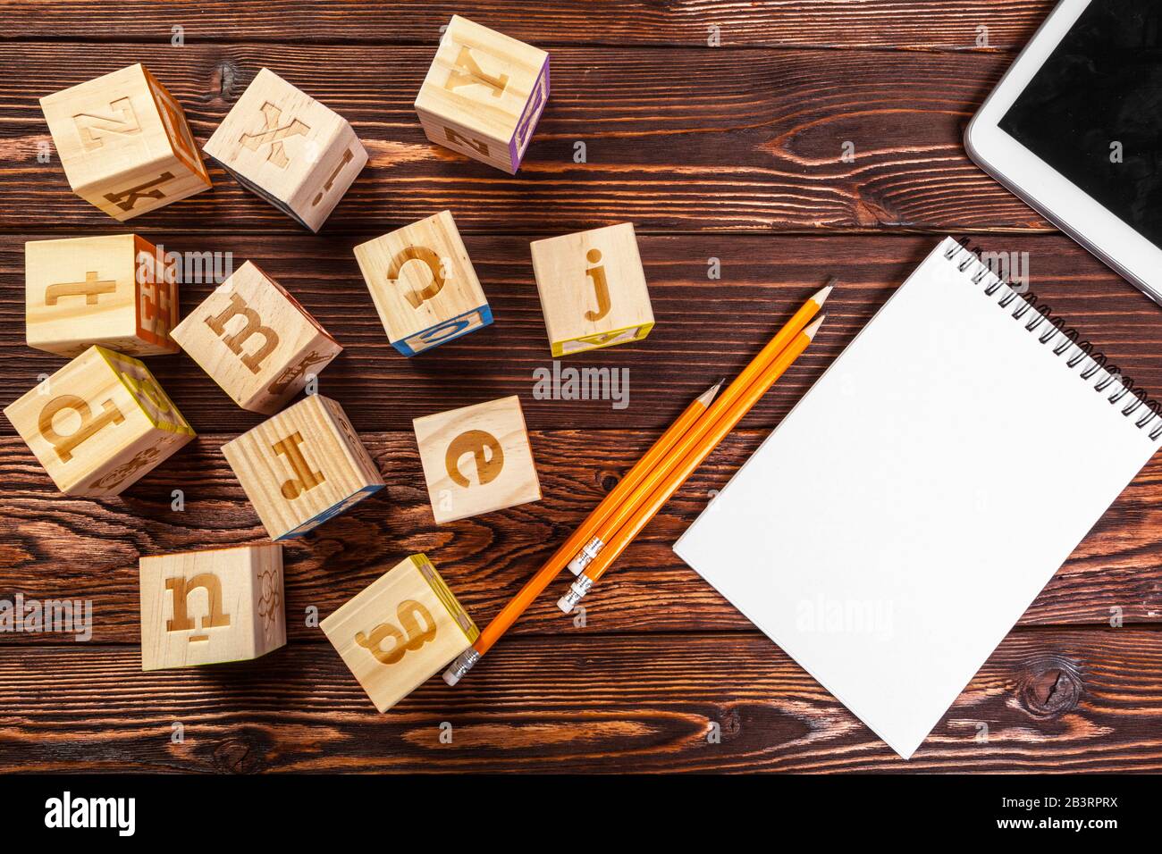 abc alphabet with paper note book. creative photo Stock Photo - Alamy