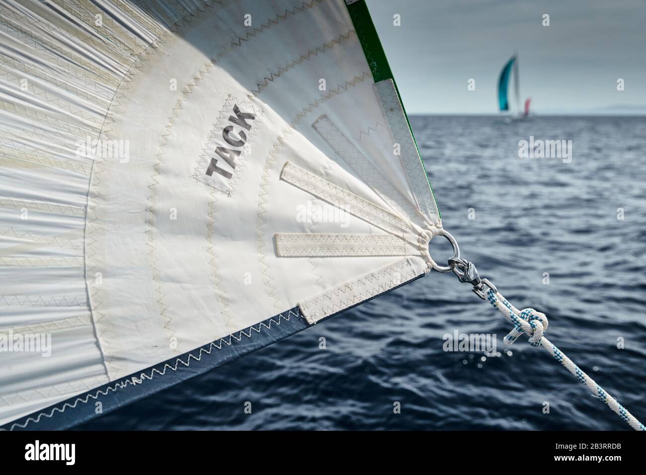 The sailboat goes on sails, a view of the sea and other sailboats ...