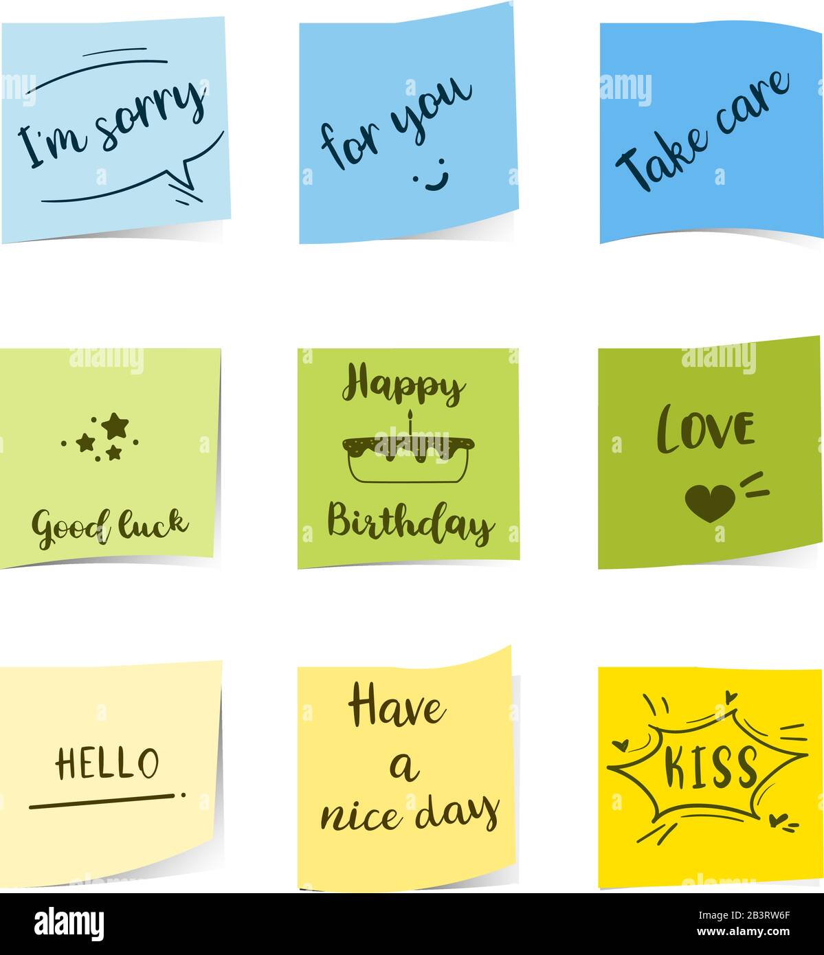 Colorful sticky notepaper with text on white background Stock Vector ...