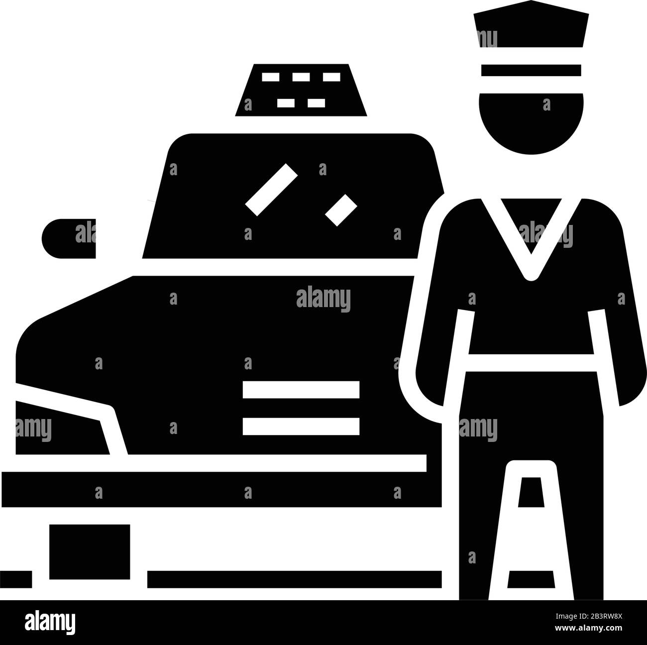 Taxi driver black icon, concept illustration, vector flat symbol, glyph ...