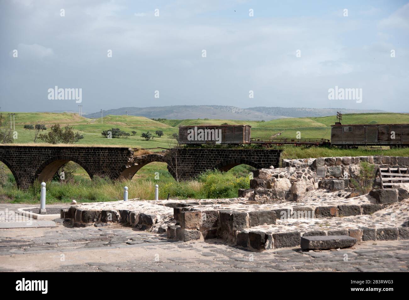Israeli side of Jordan river ancient bridge Stock Photo - Alamy