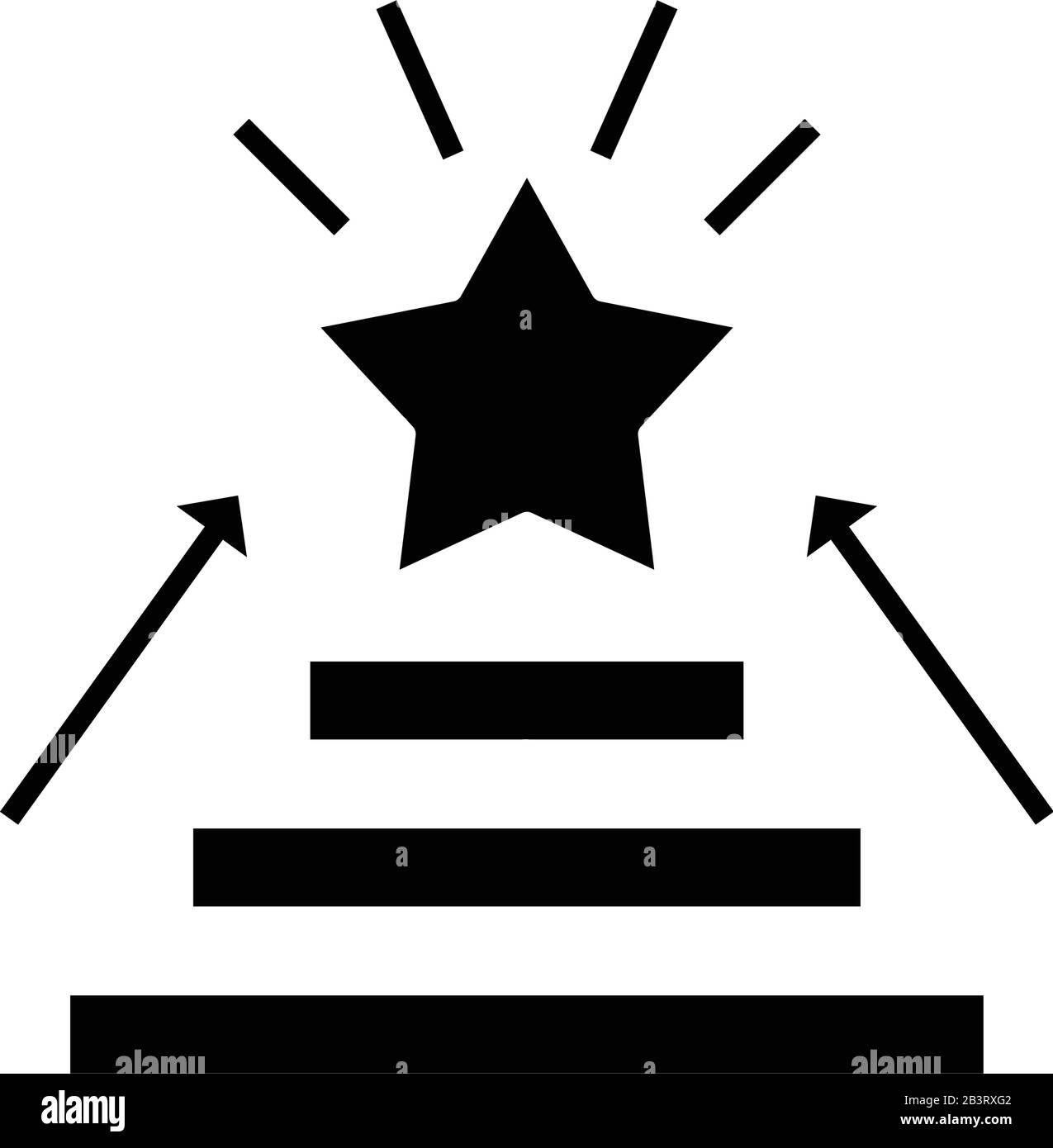 Star rising black icon, concept illustration, vector flat symbol, glyph ...