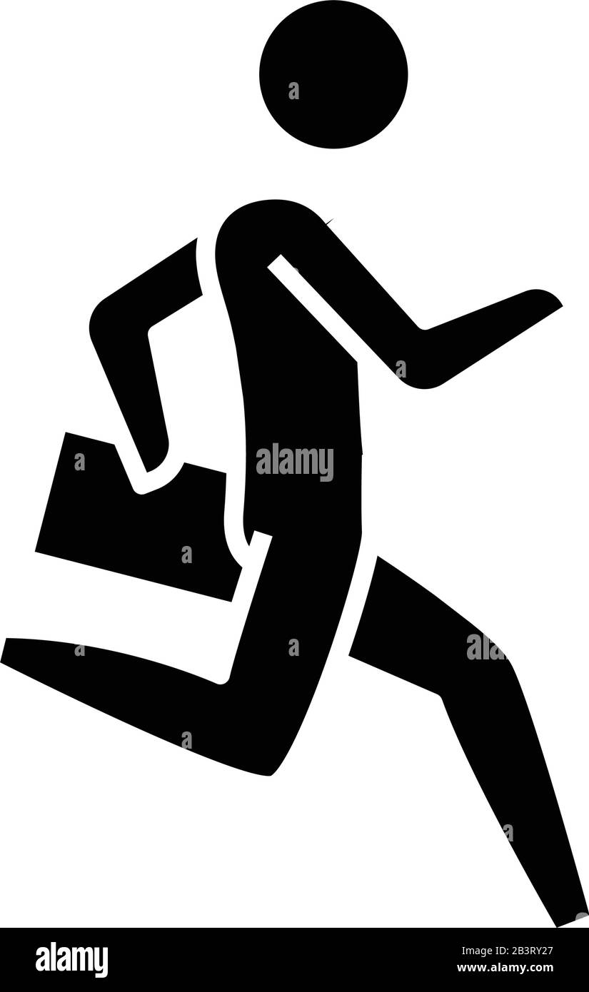 Running businessman black icon, concept illustration, vector flat ...