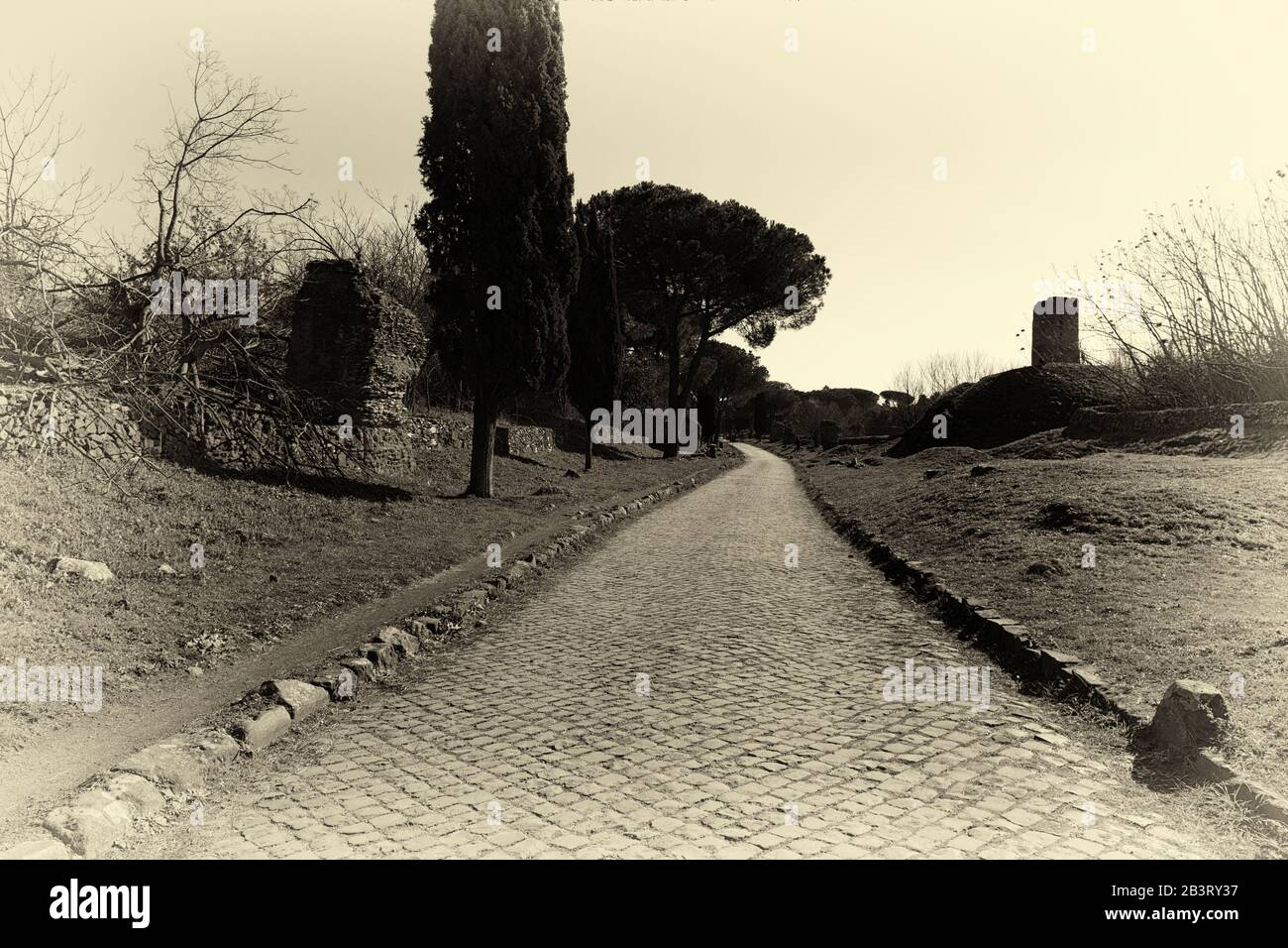 Rome, Italy, Europe: the Via Appia, vintage photo of the ancient Appian ...