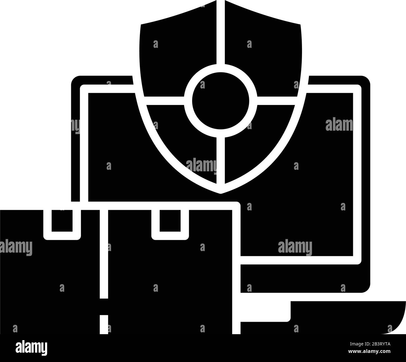 Safe delivery black icon, concept illustration, vector flat symbol ...