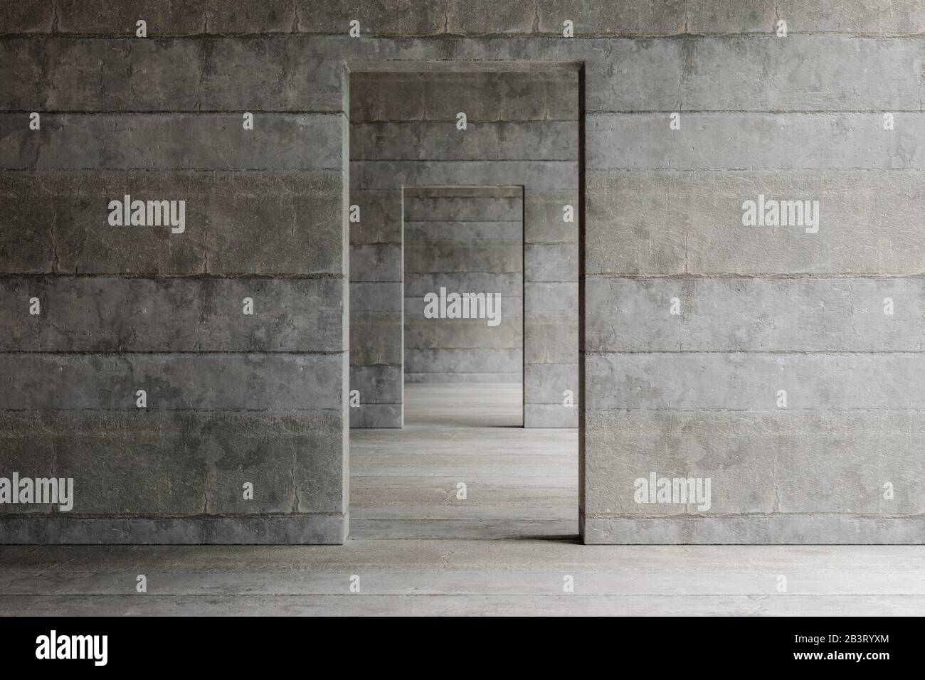 Concrete hallway 3d render Stock Photo - Alamy
