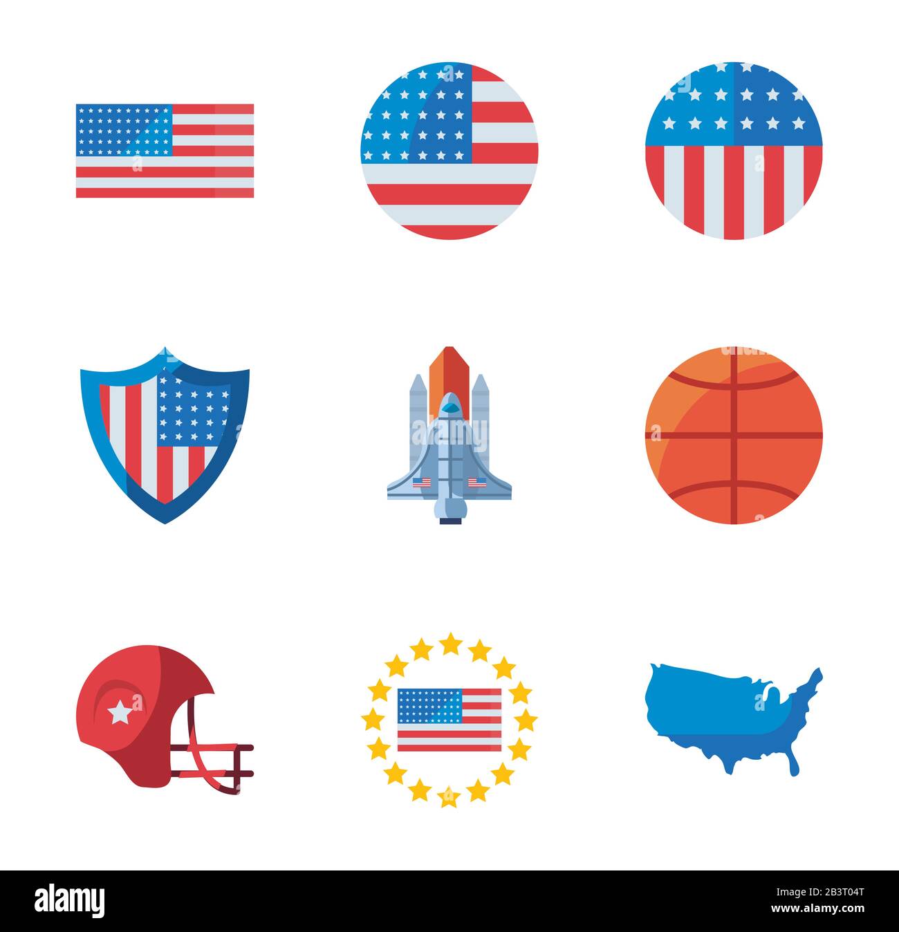 Usa fill style icon set design, United states america independence day ...
