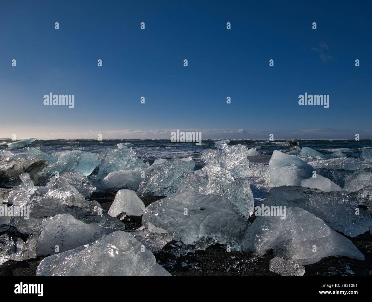 Big ice chunks from the glacier at the diamond beach in Iceland Stock ...