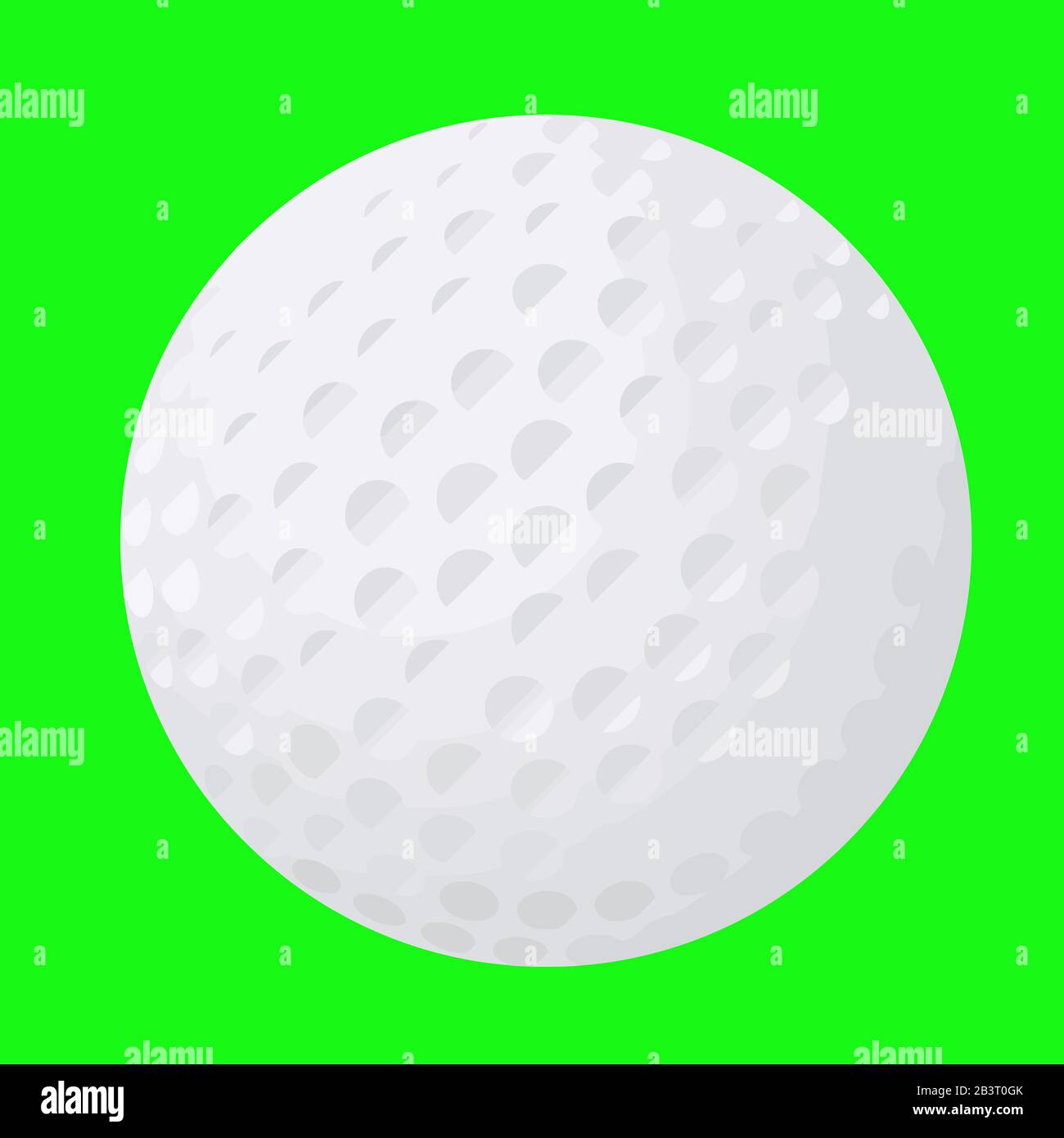golf ball sport object detail white round shape green background ...