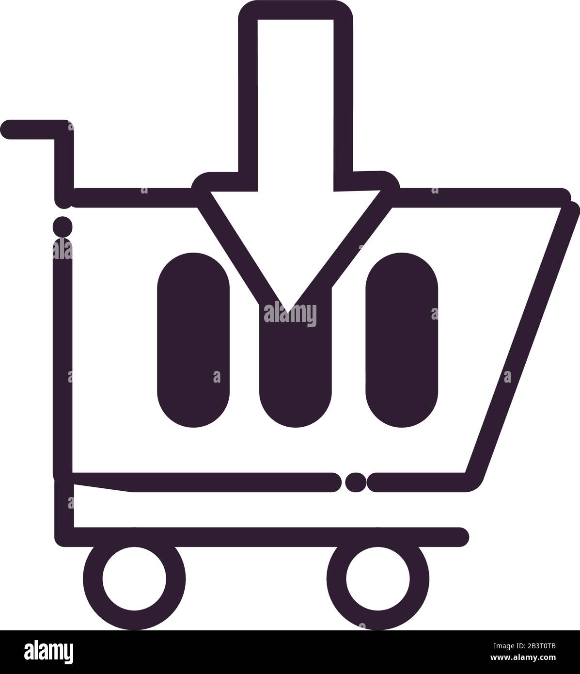 Shopping cart and arrow line style icon design of Commerce market store ...