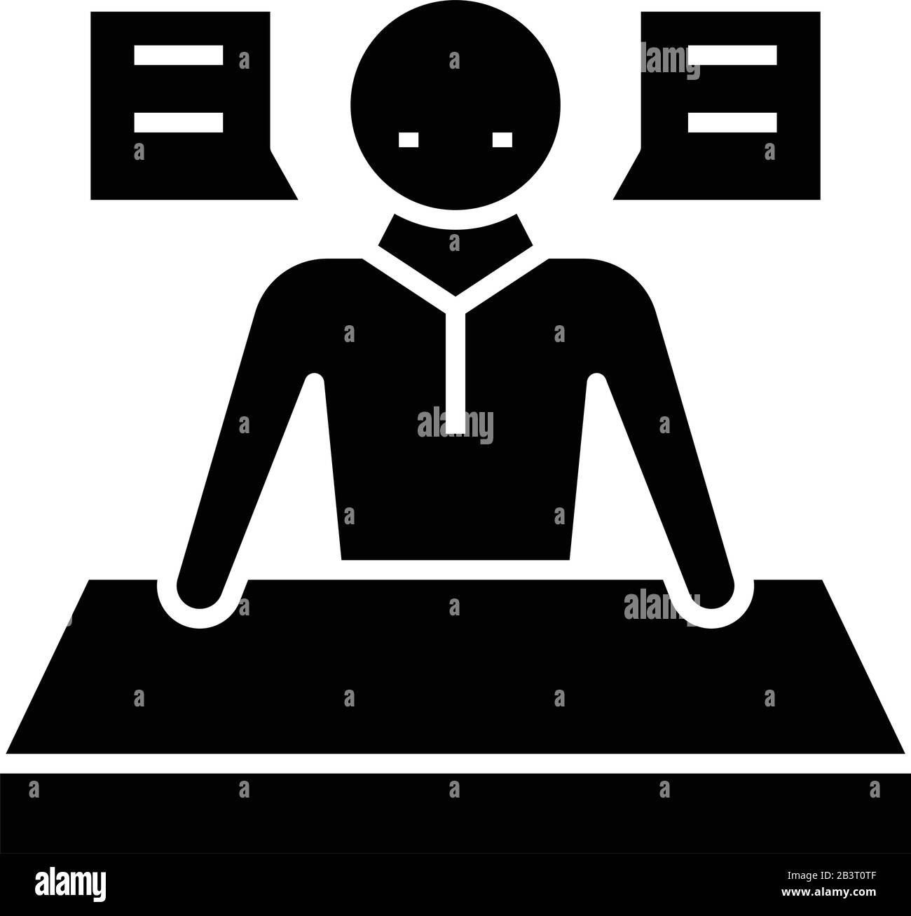 Responsible worker black icon, concept illustration, vector flat symbol ...