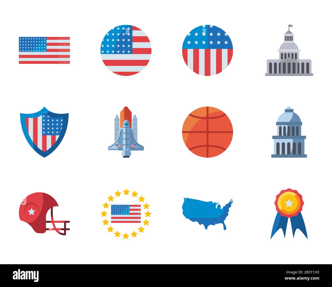 Usa fill style icon set design, United states america independence day ...