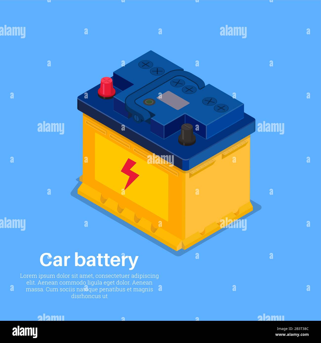 Automobile rechargeable battery. A vector illustration in 3D style ...