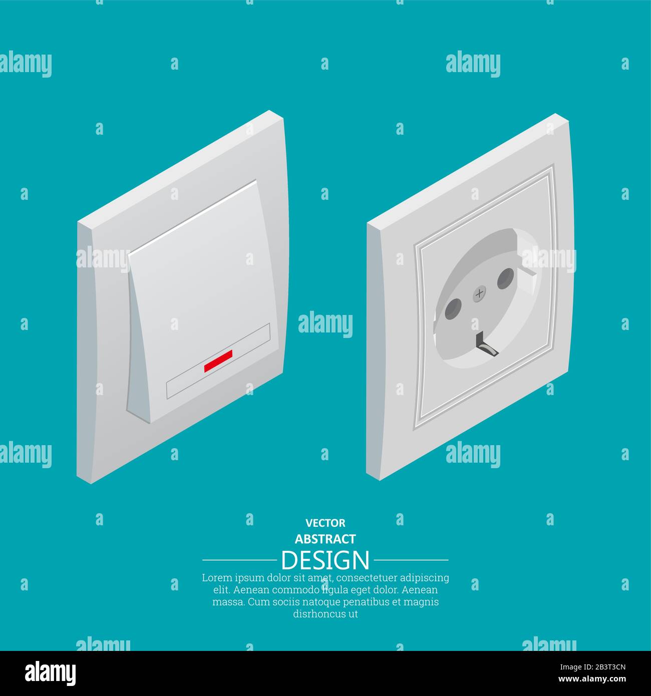 Switch of lighting and electric socket. Electric devices. Isometric ...