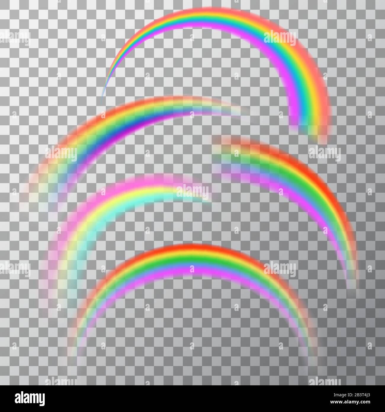 Set of realistic elements of a rainbow. A multi-colored arch on a ...