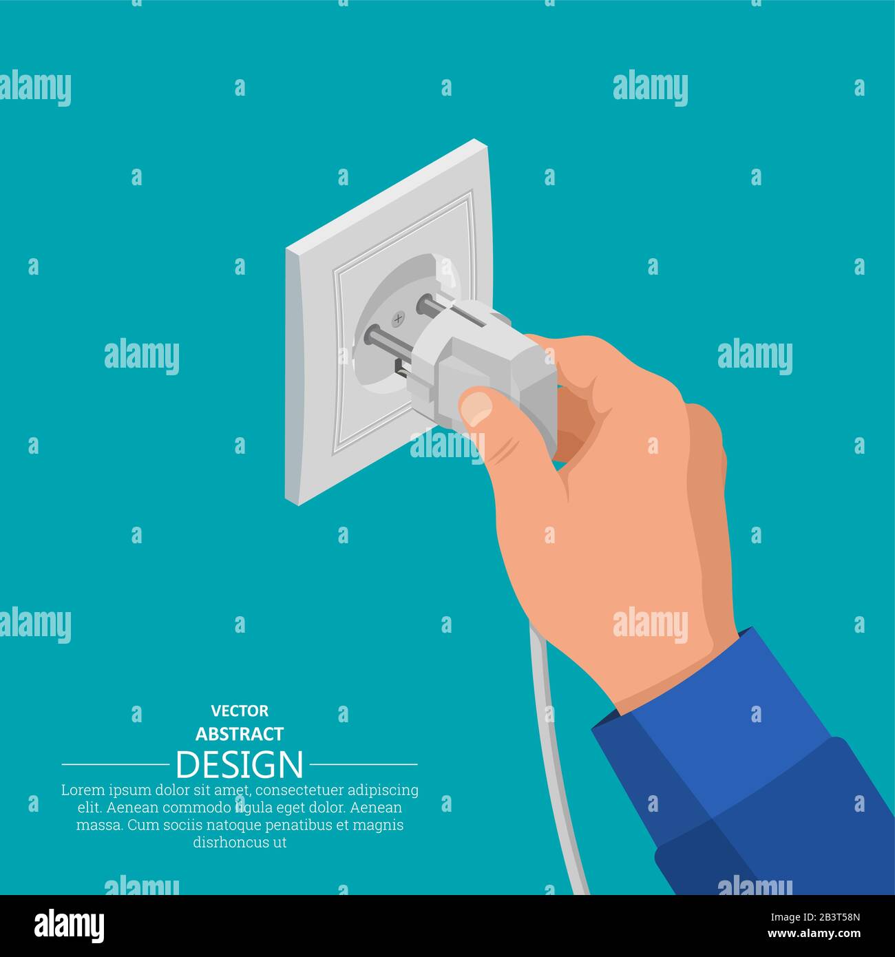 The hand includes an electrical plug in the socket. Contact electric ...