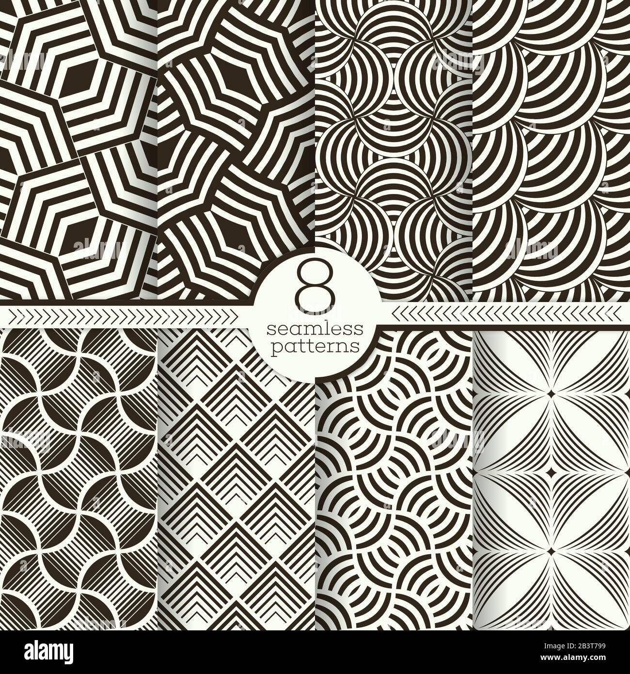 Set of vector seamless patterns. Stylish modern geometric textures ...